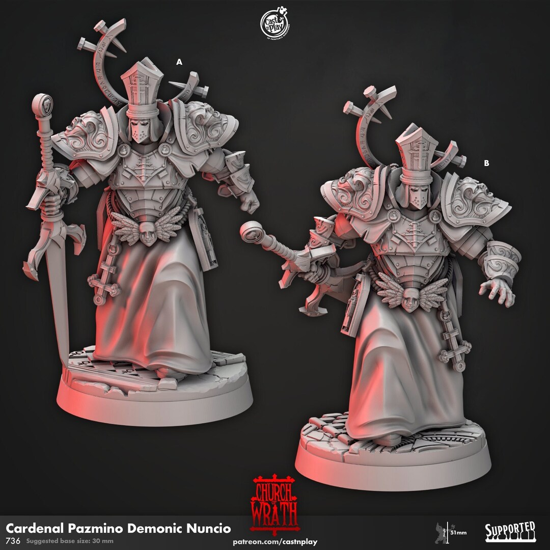 Cardinal Pazmino Demonic Nuncio 2v Cast N Play Tabletop & RPG Miniature ...