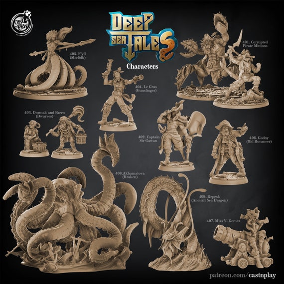 Role Playing Miniatures Toys & Games Deep Sea Tales Collection DnD Cast ...