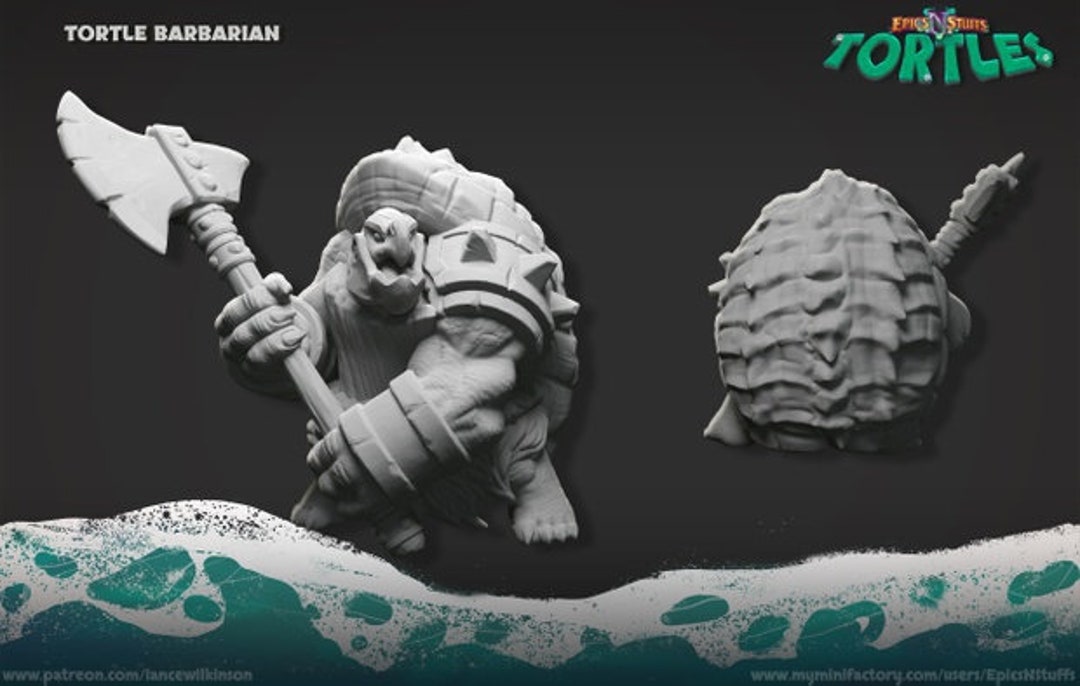 Tortle Barbarian Epics 'N' Stuff Tabletop & RPG Miniature - Etsy