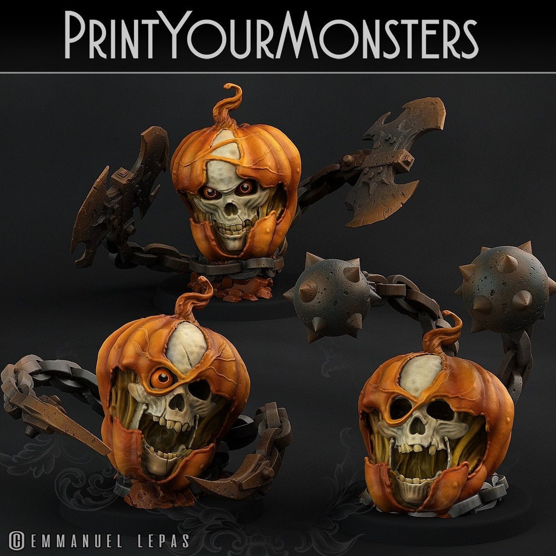 Skull Pumpkins set Pumpkins Attack Vol2 Printyourmonsters - Etsy