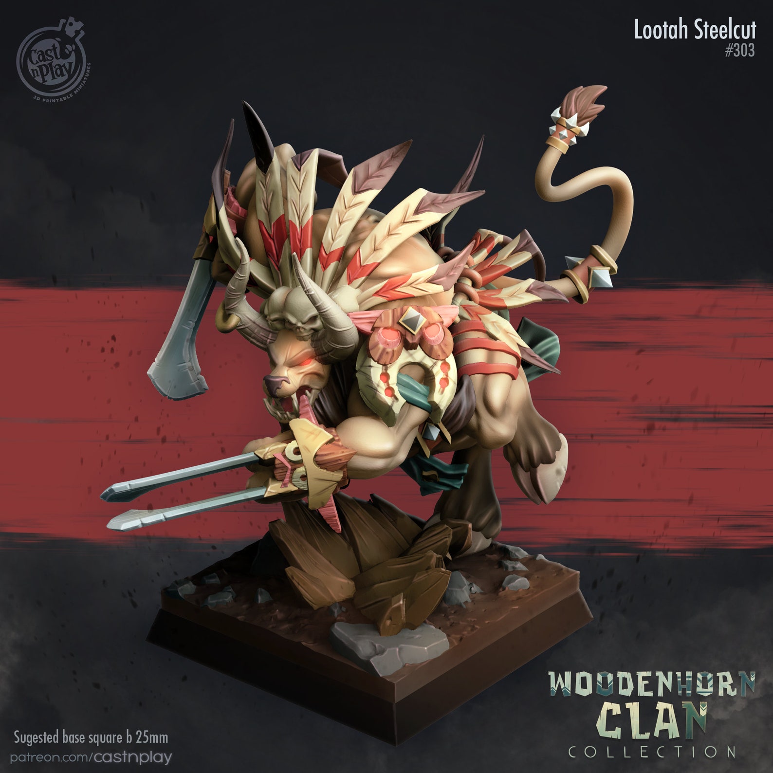 Lootah Steelcut Minotaur Barbarian Cast N Play Tabletop & - Etsy