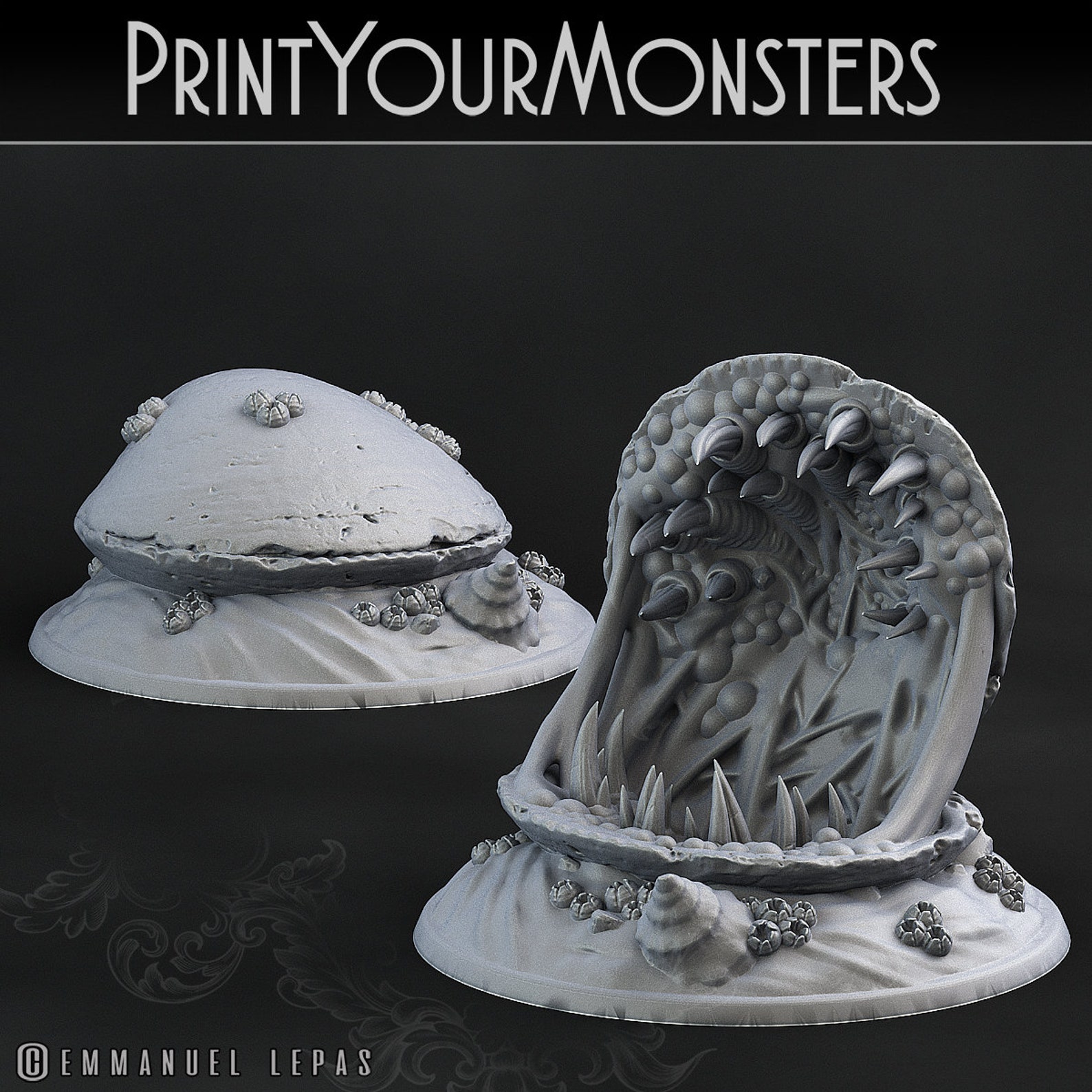 Giant Clams set Lurkers of the Deep Print Your Monsters - Etsy