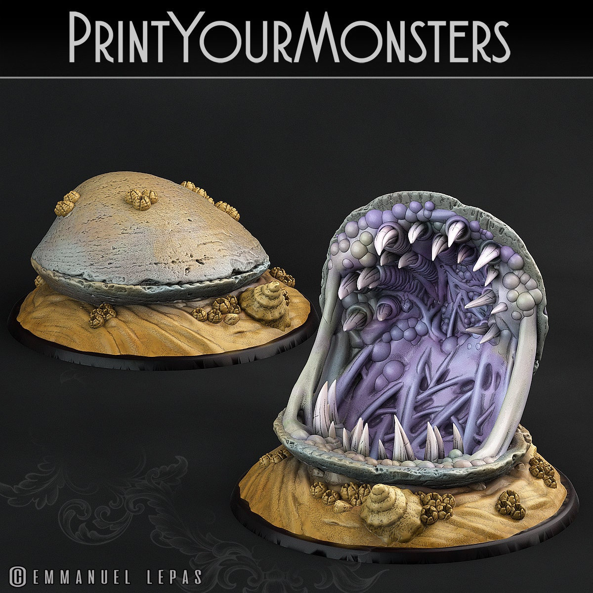 Giant Clams set Lurkers of the Deep Print Your Monsters - Etsy