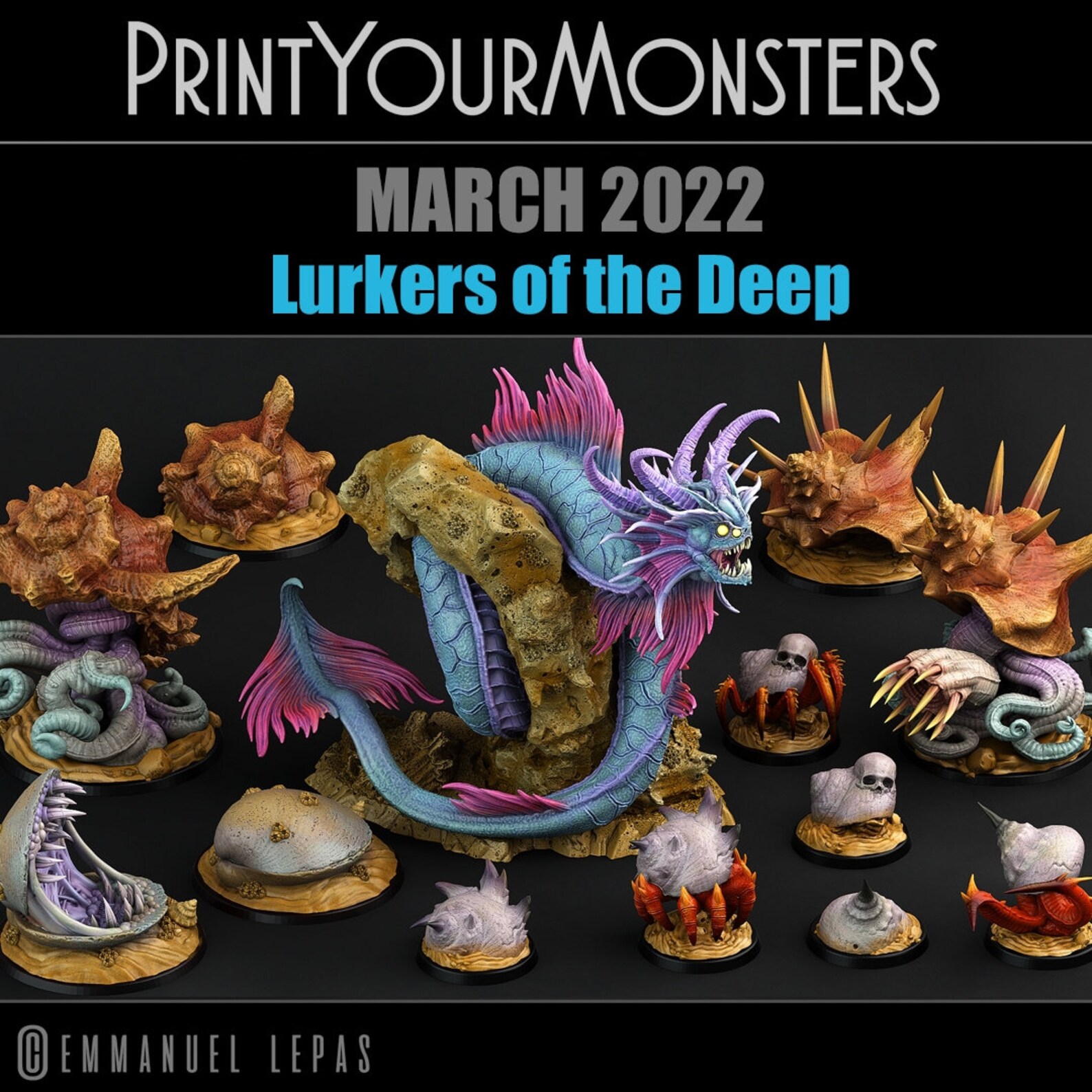 Giant Clams set Lurkers of the Deep Print Your Monsters - Etsy