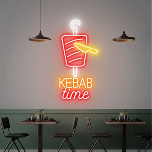 Kebab Neon Sign, Kebab Bistro Neon Light, Restaurant Shawarma Neon Sign ...