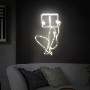 Woman Reading Neon Signs, Bookish Led Sign, Book Lover Gifts, Neon ...