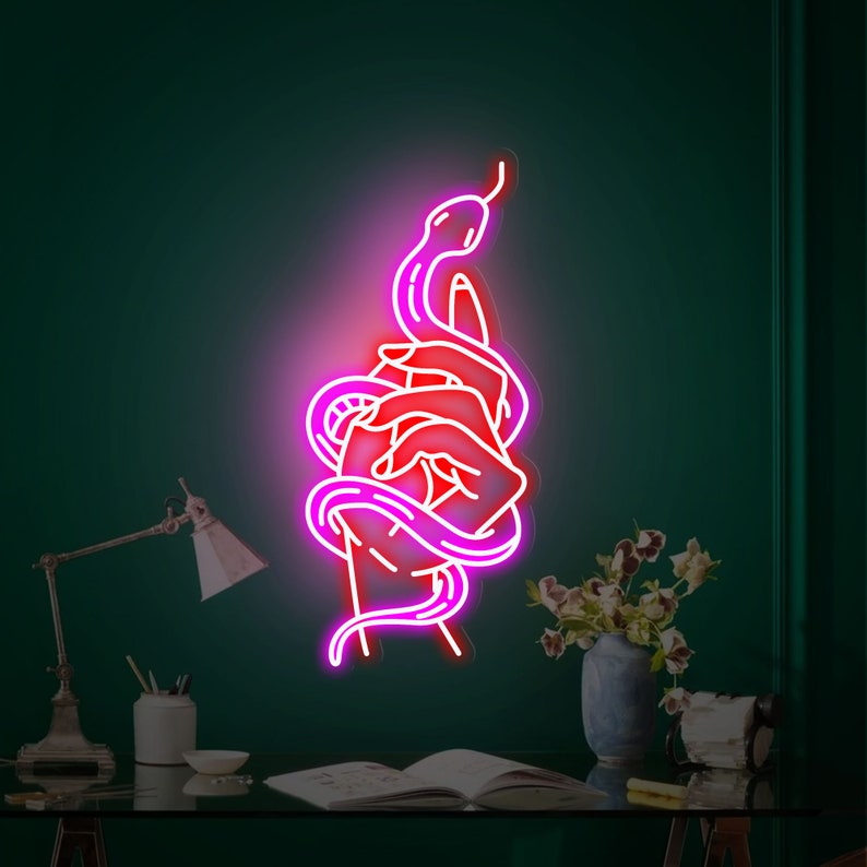 Woman's Hand With Snake Neon Sign Woman Led Light Neon - Etsy