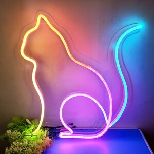 Cat Colorful Neon Signs for Home Décor.wedding - Etsy
