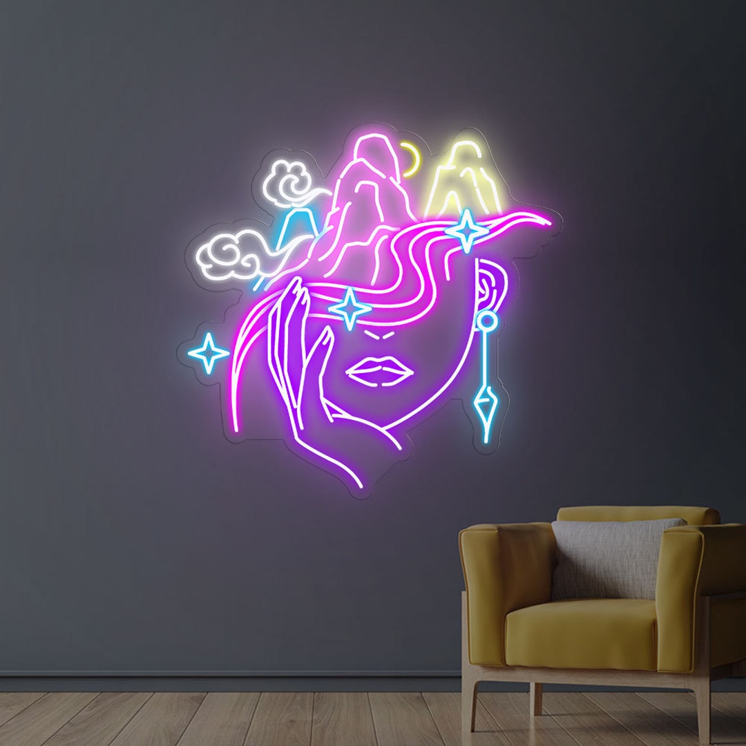 Face Neon Sign Custom Rose Handmade Art Neon Light White Vibes for Wall ...