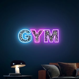 Gym Neon Sign, Gym Neon Light, Gym Wall Art, Gym Wall Decor, Dumbbell ...