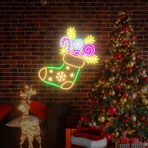 Christmas Stocking Neon Sign Christmas Decoration LED Neon Sign Light ...