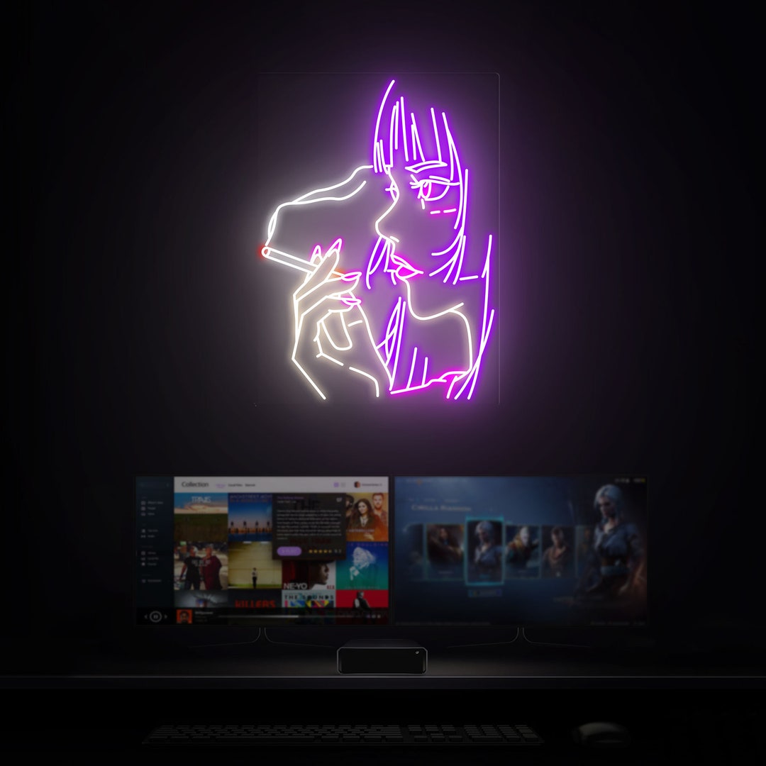 Cool Girl Smoking Neon Sign Woman Face Led Sign Face Led - Etsy