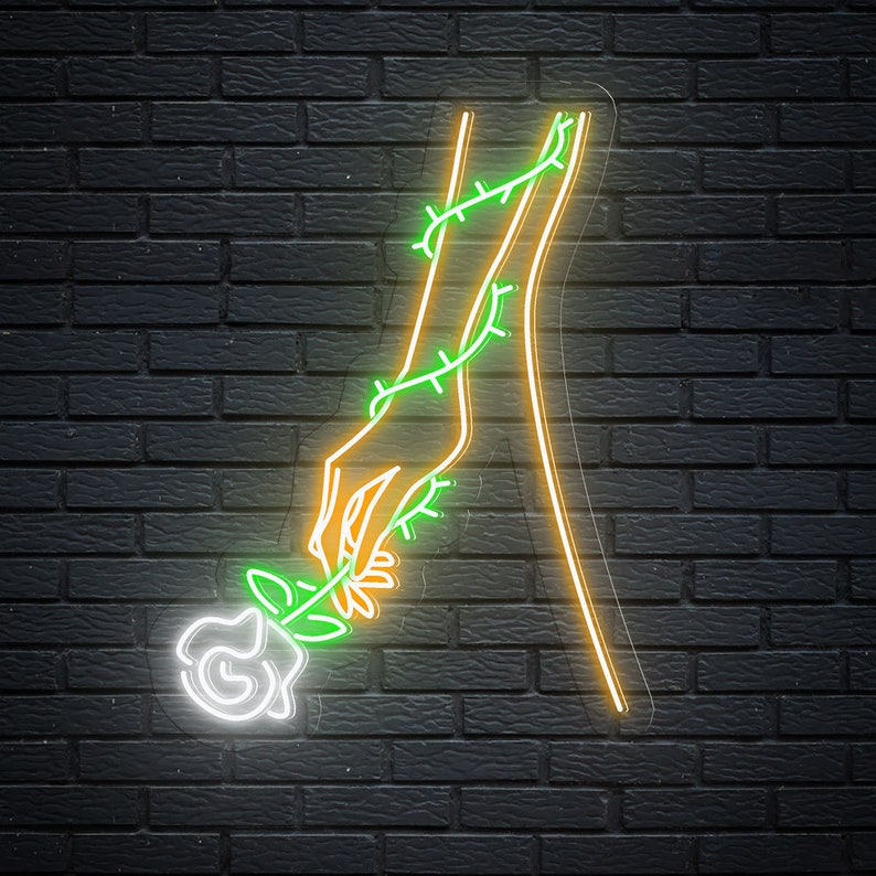 Hand Holding Flower Around Arm Neon Sign Giftwall - Etsy