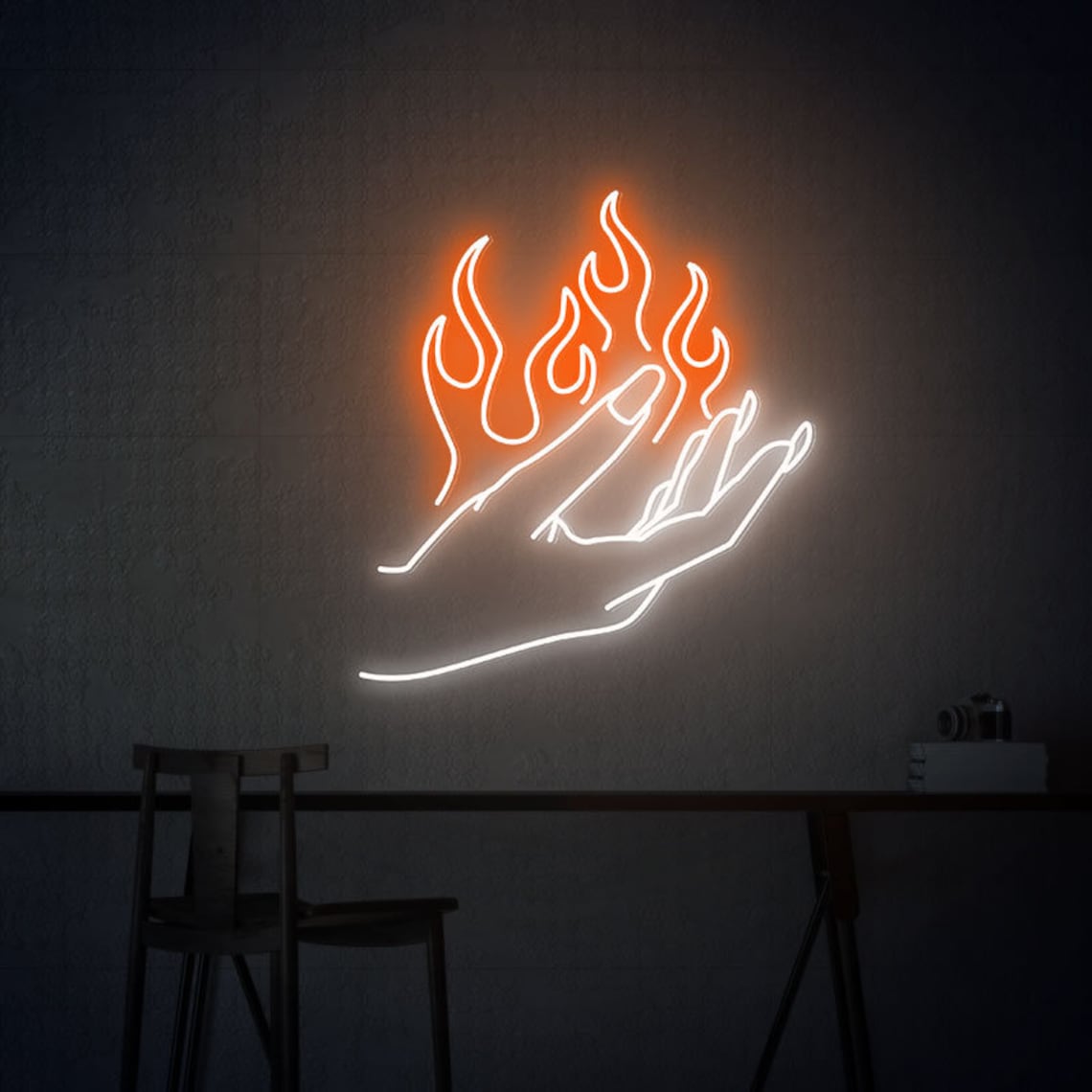 Hand Hold Fire Neon Sign Lights Personalized Custom Neon - Etsy