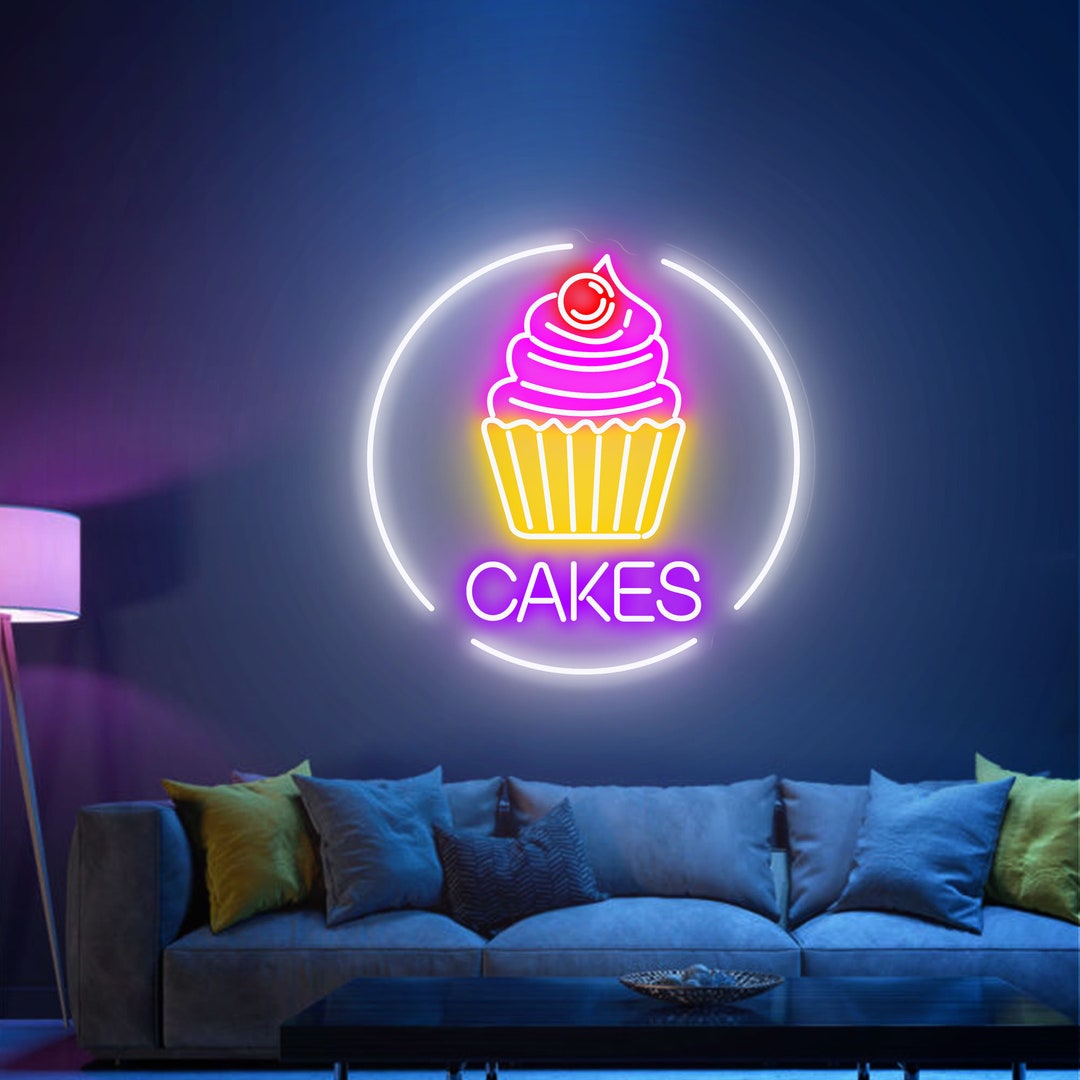 Cupcake Neon Sign Cakes Neon Sign Kitchen Neon Wall Art Bar - Etsy