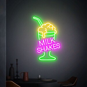 Milk Shake Neon Sign Milkshake Sign Custom for Coffee Shop Bar Decor ...