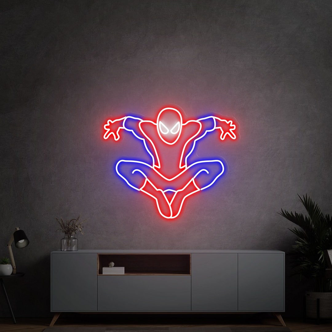 Spiderman Neon Sign Wall Art Spiderman Neon Superhero Decor - Etsy