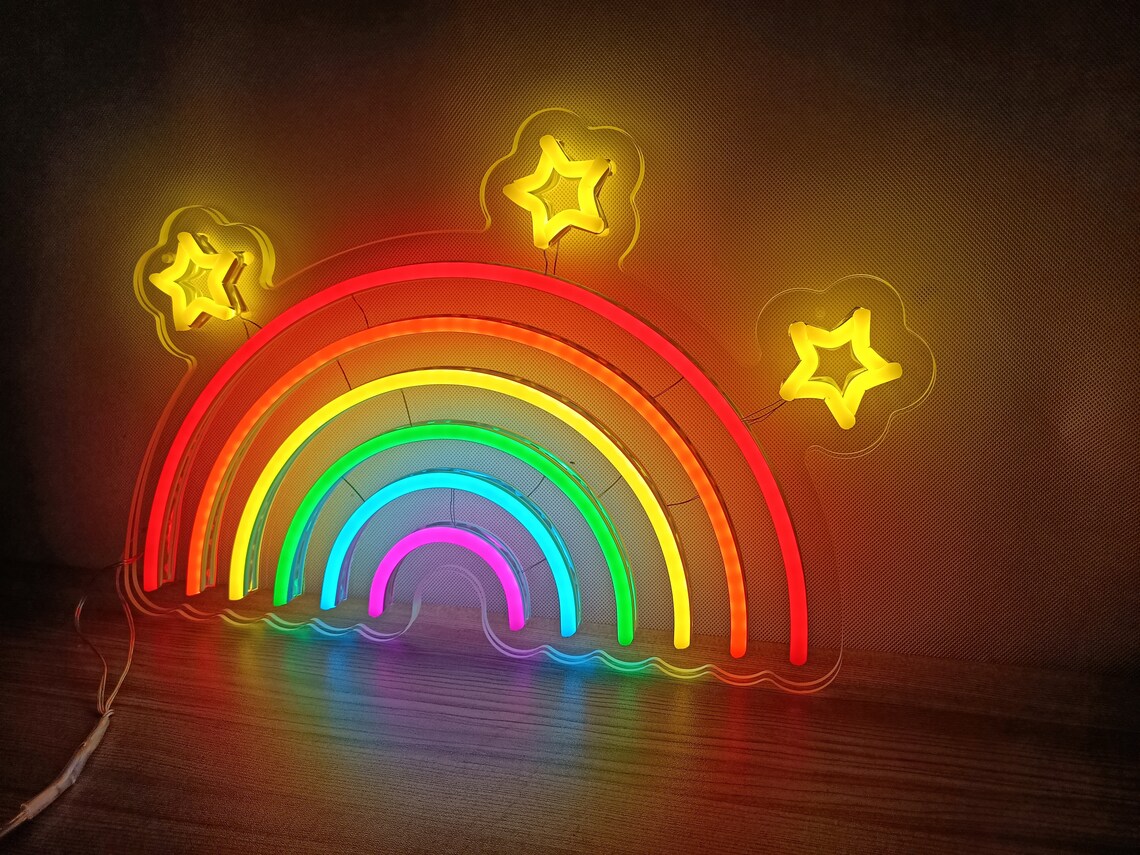 Rainbow Wall Decor Rainbow Neon Sign Neon Sign Bedroom - Etsy