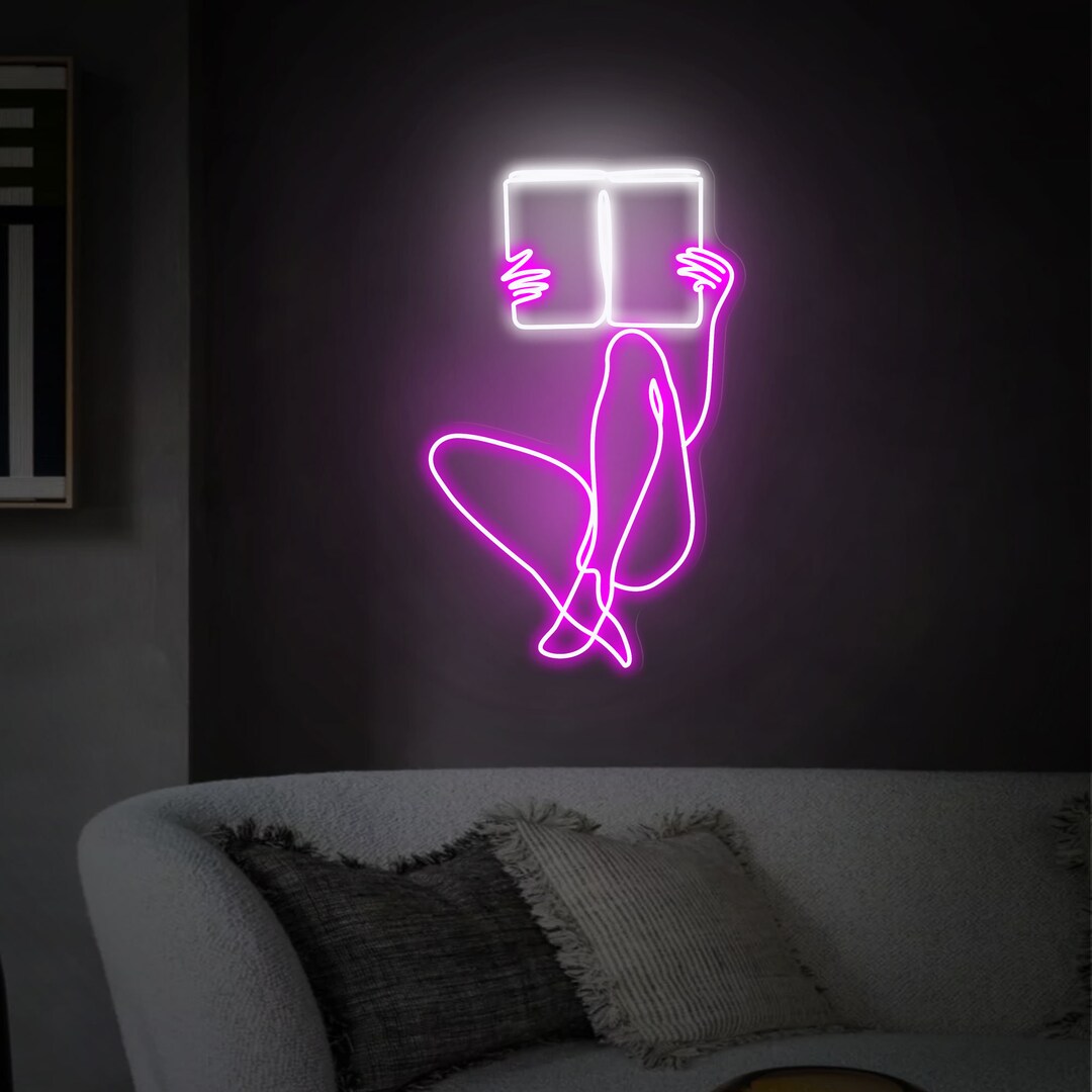 Woman Reading Neon Signs, Bookish Led Sign, Book Lover Gifts, Neon ...