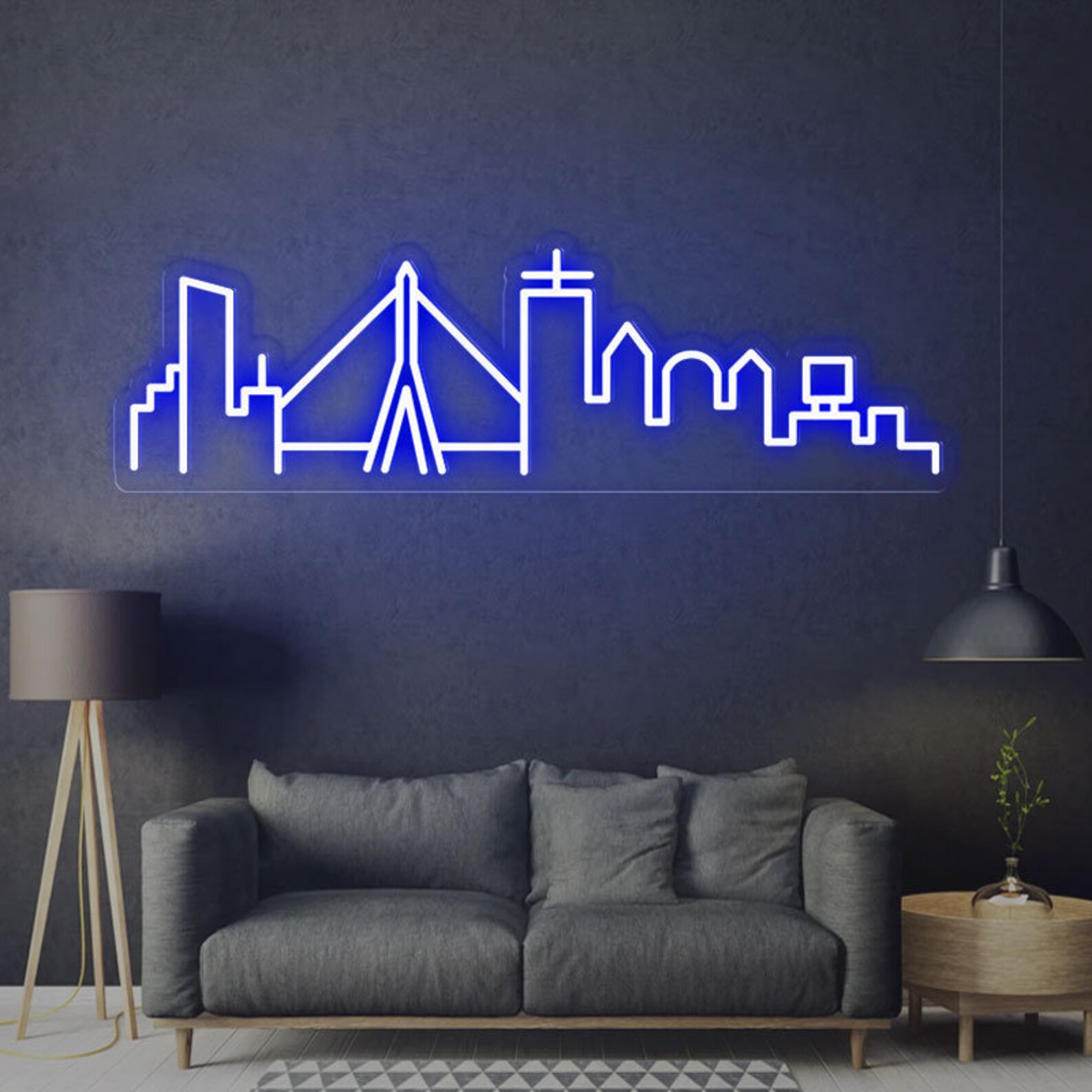City Skyline Neon Sign - Custom Skyline, Boston Skyline Gift, New York ...