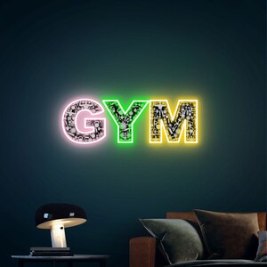 Gym Neon Sign, Gym Neon Light, Gym Wall Art, Gym Wall Decor, Dumbbell ...