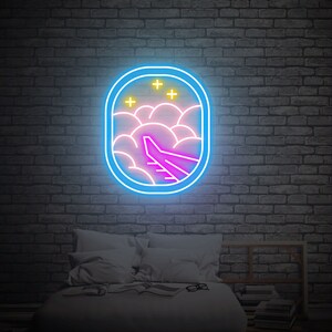 Plane Window Neon Sign, Plane Window Led Neon Sign, Kid's Room Neon ...