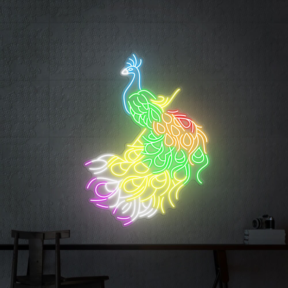 Rainbow Peacock Neon Sign Peacock Light Signs Colorful Decor - Etsy