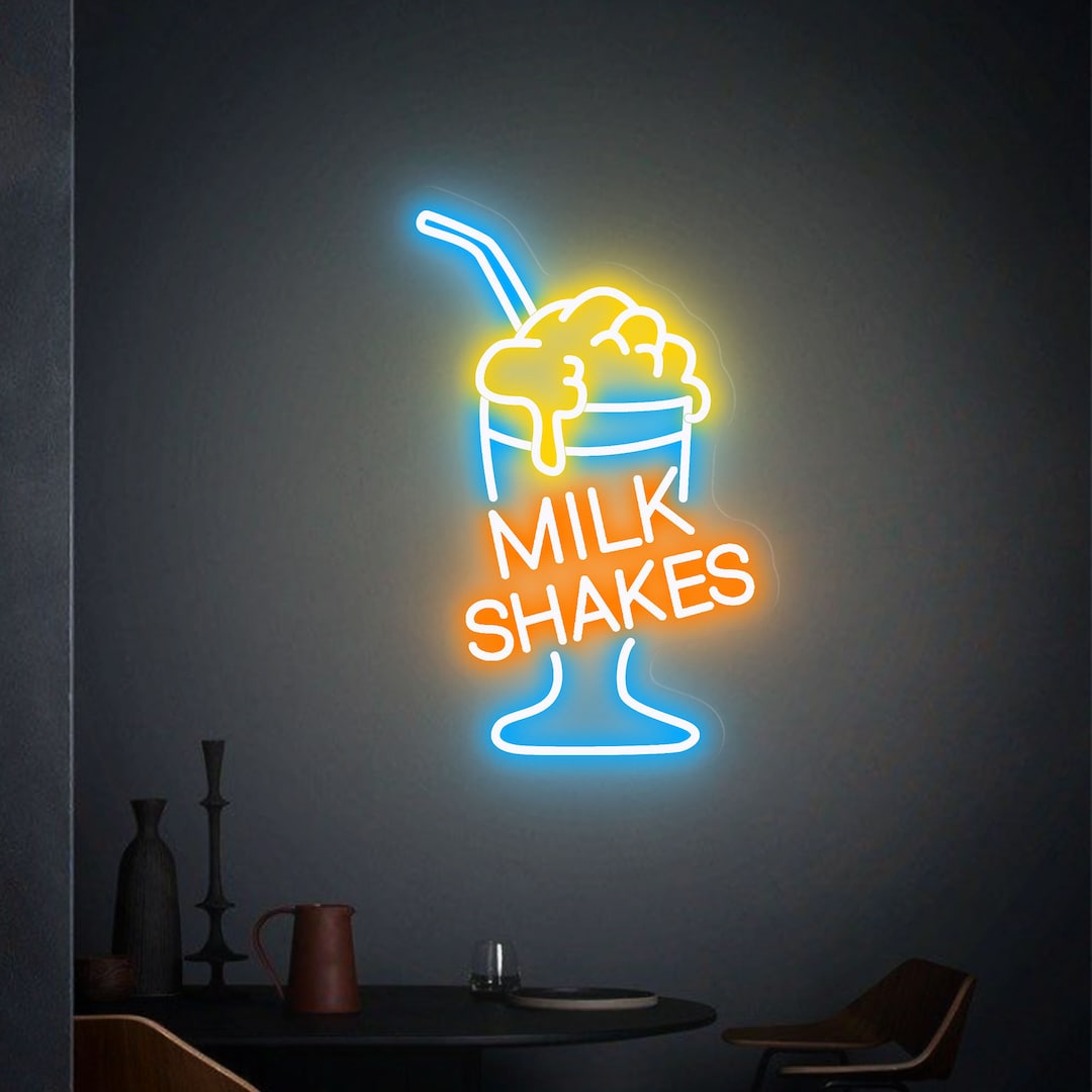 Milk Shake Neon Sign Milkshake Sign Custom for Coffee Shop Bar Decor ...