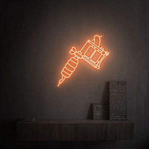 Personalized LED Tattoo Machine Neon Sign, Custom Tattoo Shop Sign ...