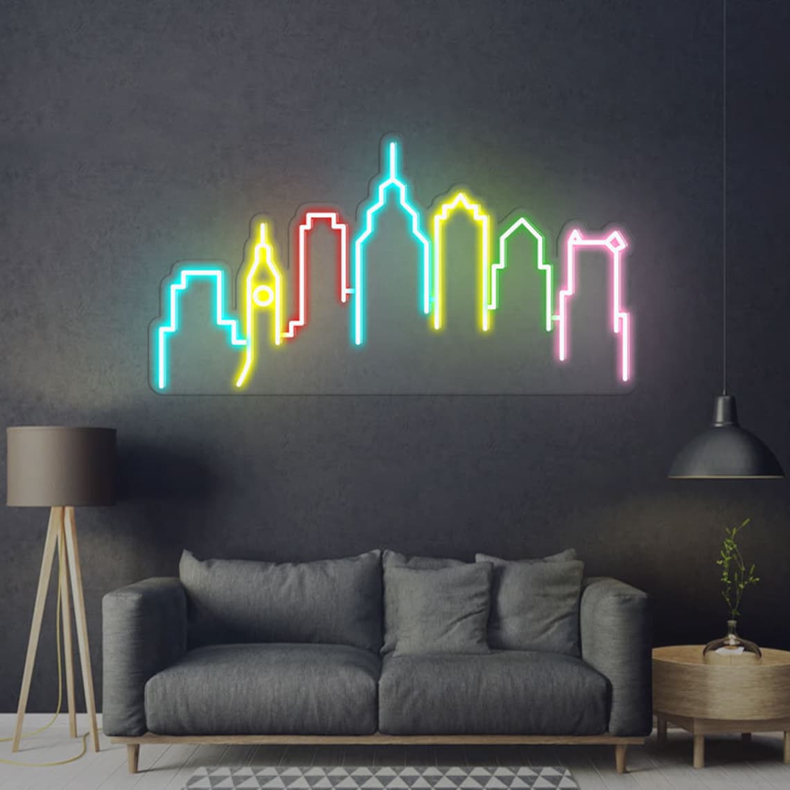 City Skyline Neon Sign Custom Skyline Boston Skyline Gift - Etsy