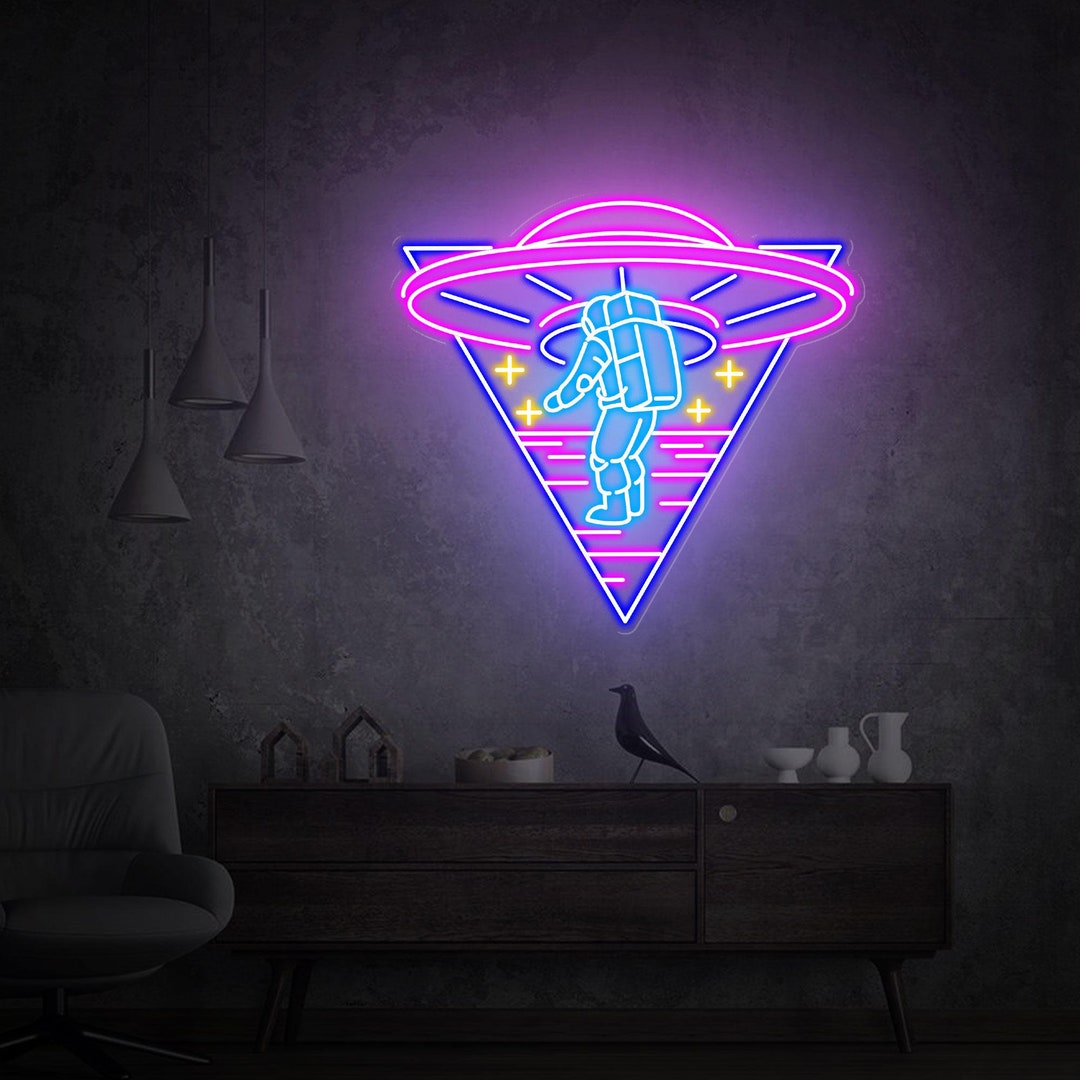 UFO Neon Sign, Spaceman Neon Lights, Astronaut Neon Wall Decor Flying ...