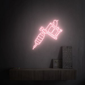 Personalized LED Tattoo Machine Neon Sign, Custom Tattoo Shop Sign ...