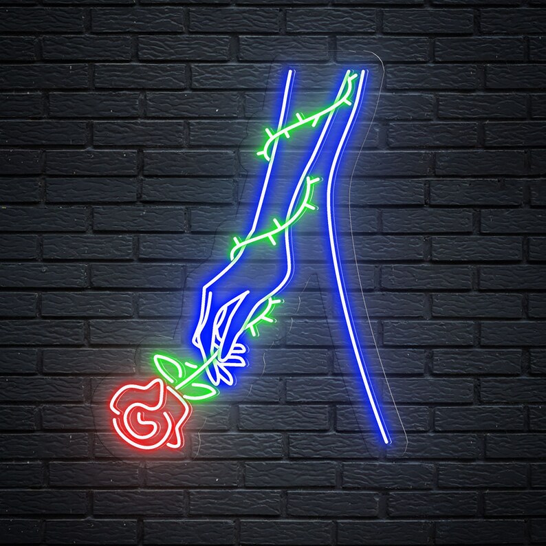 Hand Holding Flower Around Arm Neon Sign Giftwall - Etsy