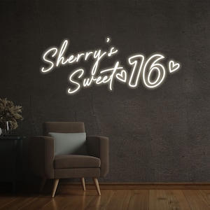 Custom Name Sweet 16 Neon Sign Sweet 16 Party Decorations Birthday LED ...