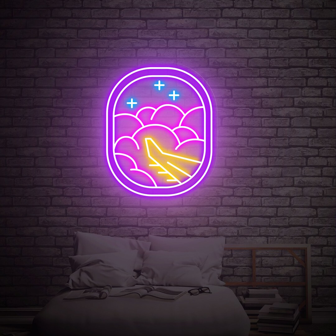 Plane Window Neon Sign, Plane Window Led Neon Sign, Kid's Room Neon ...