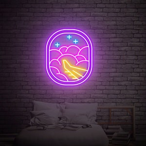 Plane Window Neon Sign, Plane Window Led Neon Sign, Kid's Room Neon ...