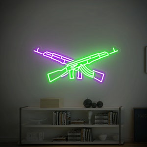 Gun Neon Signs AK 47 Neon Gun Wall Art Décor Neon Custom Ak47 Wall Art ...