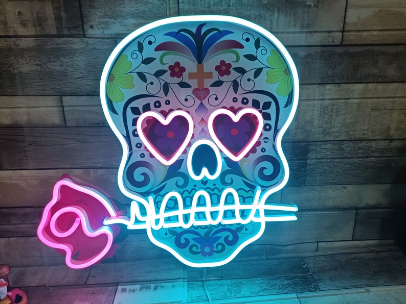 Skull Neon Sign custom Neon Light - Etsy