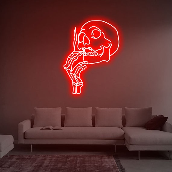 Smoking Skull Head Neon Sign Custom Handmade Art Neon Light | Etsy