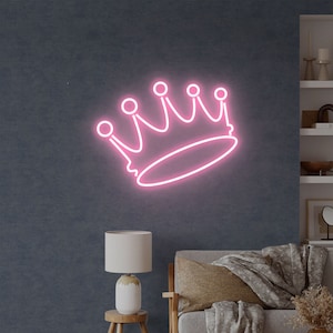 Crown Neon Sign, Neon Heart Sign, Crown Heart Neon Light, Neon Sign ...
