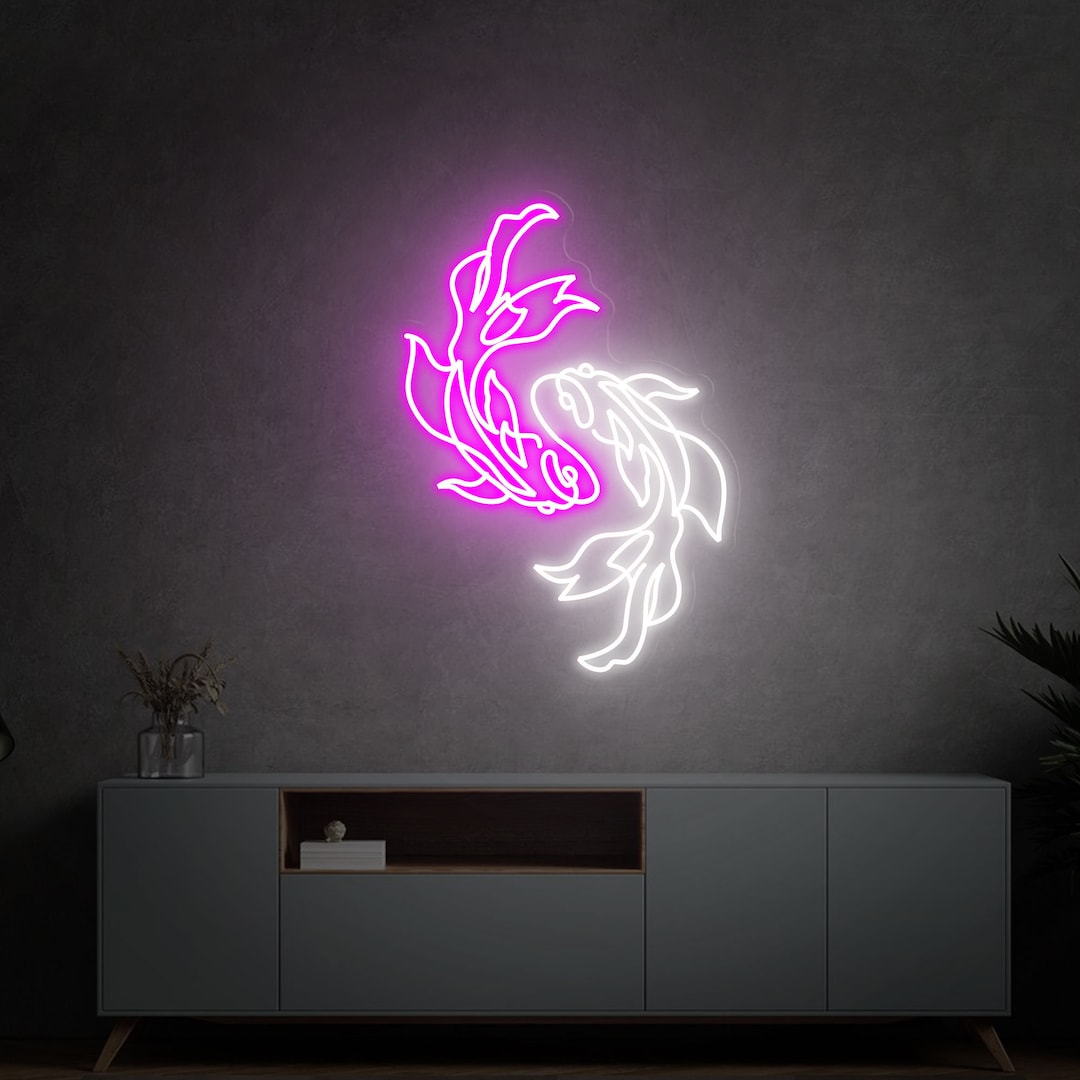 Koi Fish Neon Sign, Koi Neon Sign, Custom Japan Neon Sign Japan Neon ...