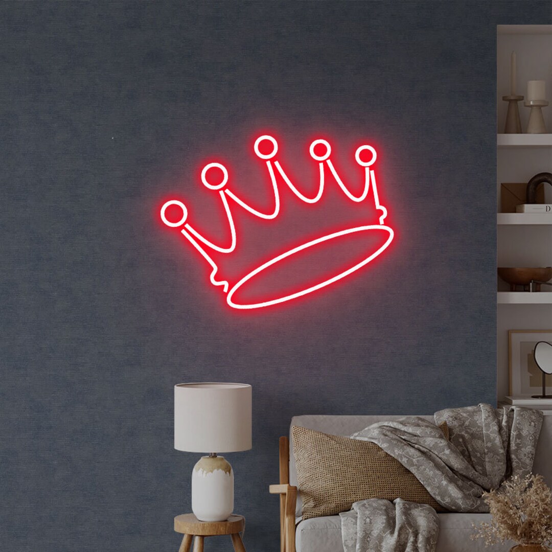 Crown Neon Sign, Neon Heart Sign, Crown Heart Neon Light, Neon Sign ...