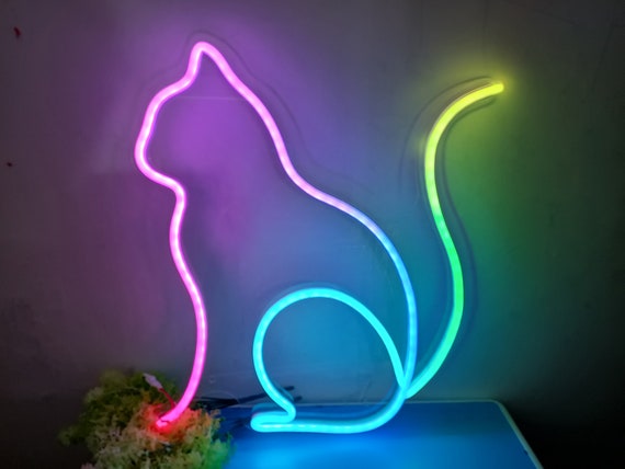 Cat Colorful neon signs for home décor.wedding | Etsy