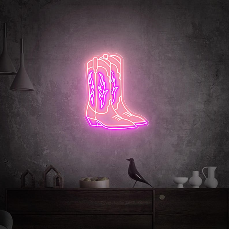 Cowboy Boot Neon Sign, Cowboy Shoe Led Sign, Western Neon Light, Custom ...