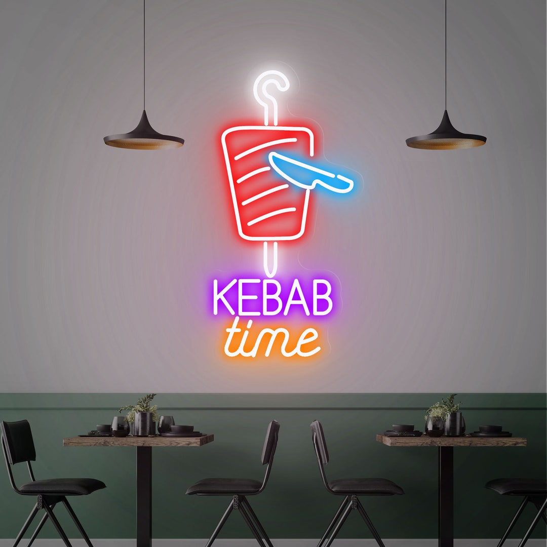 Kebab Neon Sign, Kebab Bistro Neon Light, Restaurant Shawarma Neon Sign ...