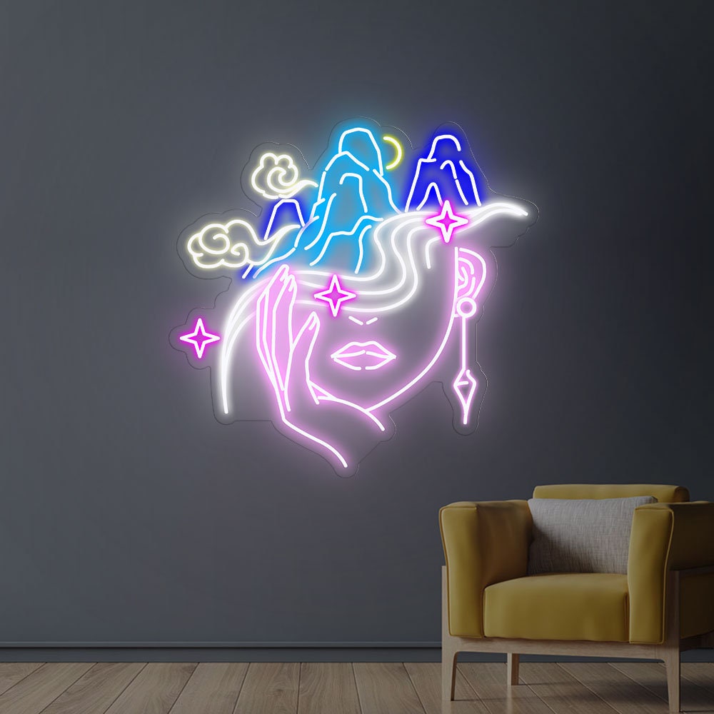 Face Neon Sign Custom Rose Handmade Art Neon Light White Vibes - Etsy