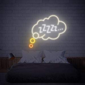 Goodnight Sleeping Zzzz Neon Sign, Led Neon Sign, Kid's Room Neon Light ...