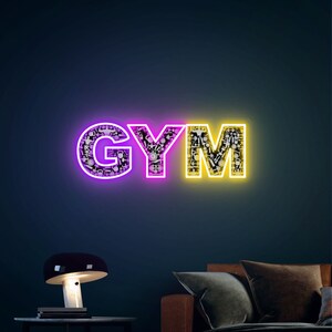 Gym Neon Sign, Gym Neon Light, Gym Wall Art, Gym Wall Decor, Dumbbell ...