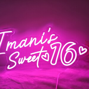 Custom Name Sweet 16 Neon Sign Sweet 16 Party Decorations Birthday LED ...