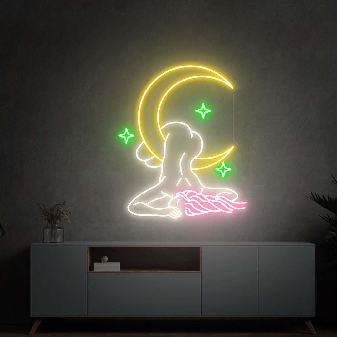 Moon Sex Girl Star Neon Sign Woman Body Neon Sign Custom Handmade Art
